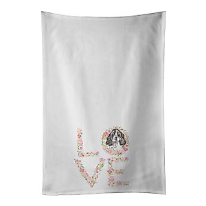 Caroline's Treasures WDK4422WTKT Cocker Spaniel #9 Love White Kitchen Towel Set of 2 Dish Towels Decorative Bathroom Hand Towel for Hand, Face, Hair, Yoga, Tea, Dishcloth, 19 X 25, White
