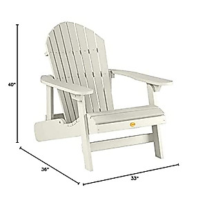 Highwood Hamilton Folding and Reclining Adirondack Chair, King Size, Whitewash