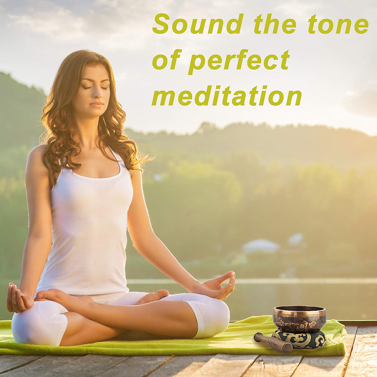 Omigga 3 Pcs 4 inch Tibetan Singing Bowl Set Nepal Antique Bronze Mantra Carving Hand Hammered Handcrafted Singing Bowl for Healing, Peace, Meditation, Stress Relief