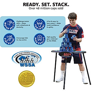 Speed Stacks | Official Sport Stacking Set, Blue - 12 Cups and Holding stem | Top Grade Materials, Low Friction | WSSA Approved