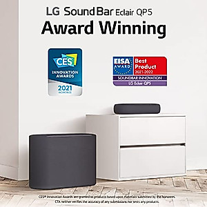 LG Eclair QP5 Sound Bar 3.1.2ch, Dolby Atmos & DTS:X with Upfiring Height Speakers Compact Design, 4K & HDR Passthrough, Black - 2021