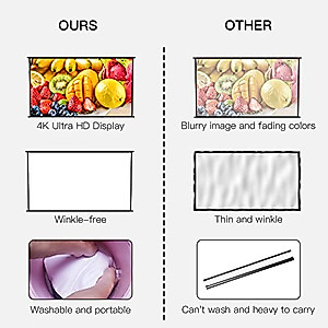 Projection Screen with Stand 120 Inch Portable Projection Screen 16:9 4K HD Rear Projection Movie Screen with Carrying Case for Indoor Outdoor Home Theater Backyard Cinema Travel (120 inch)