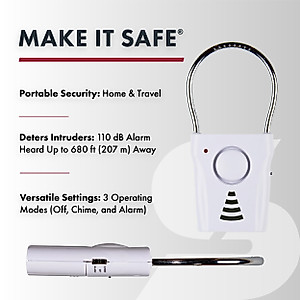 SABRE 110dB Door Handle Alarm, Extremely Loud Wireless Alarm Audible Up To 680 Ft Away, Hangs Off Door Knob or Handle, Vibration-Triggered Home Security Alarm, 3 Adjustable Settings, Great for Travel
