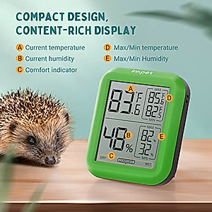 INKPET Reptile Terrarium Thermometer Hygrometer with Max/min Record Digital Display for Bearded Dragon Tank Accessories, Leopard Gecko, Tortoise Habitat, Crested Gecko TR-1A