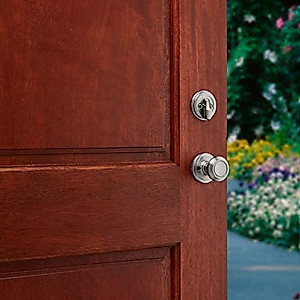 Kwikset 800CEXCN 15 SMT CP Chelsea Single Cylinder Handle set with Cameron Knob Featuring SmartKey, Satin Nickel