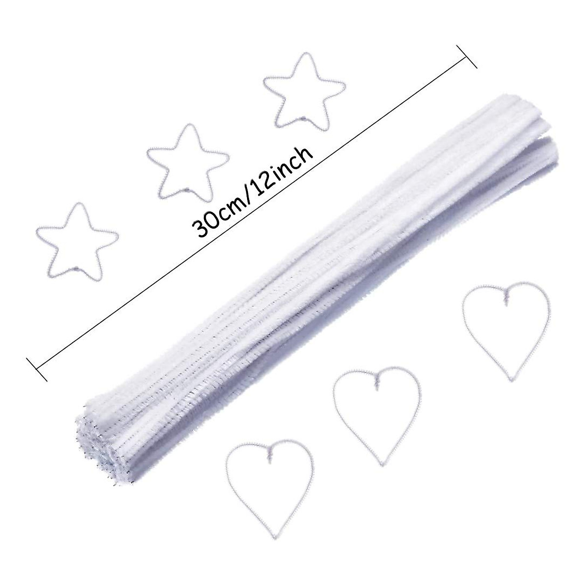 DOKOO Craft Pipe Cleaners 200 PCS Chenille Stem Twistable Stems Children’s Bendable Sculpting Sticks for Crafts and Arts Creative Christmas Decoration School Projects (6MM x 12 Inch) (White)