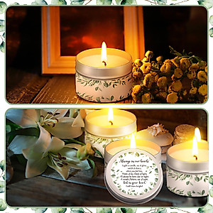 MTLEE 24 Pcs Funeral Favors Memorial Lavender Scented Candles Funeral Tealight Candles White Candles Funeral Gift Sympathy Gifts Condolence Bereavement Candle for Guest Funeral Party Family (Greenery)