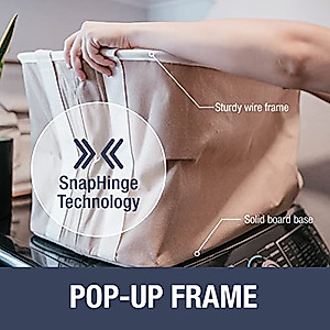 CleverMade Collapsible Fabric Laundry Basket - Premium Foldable Pop Up Storage Bin - Space Saving Hamper with Side Handles Large, Cream Herringbone, 2 Pack
