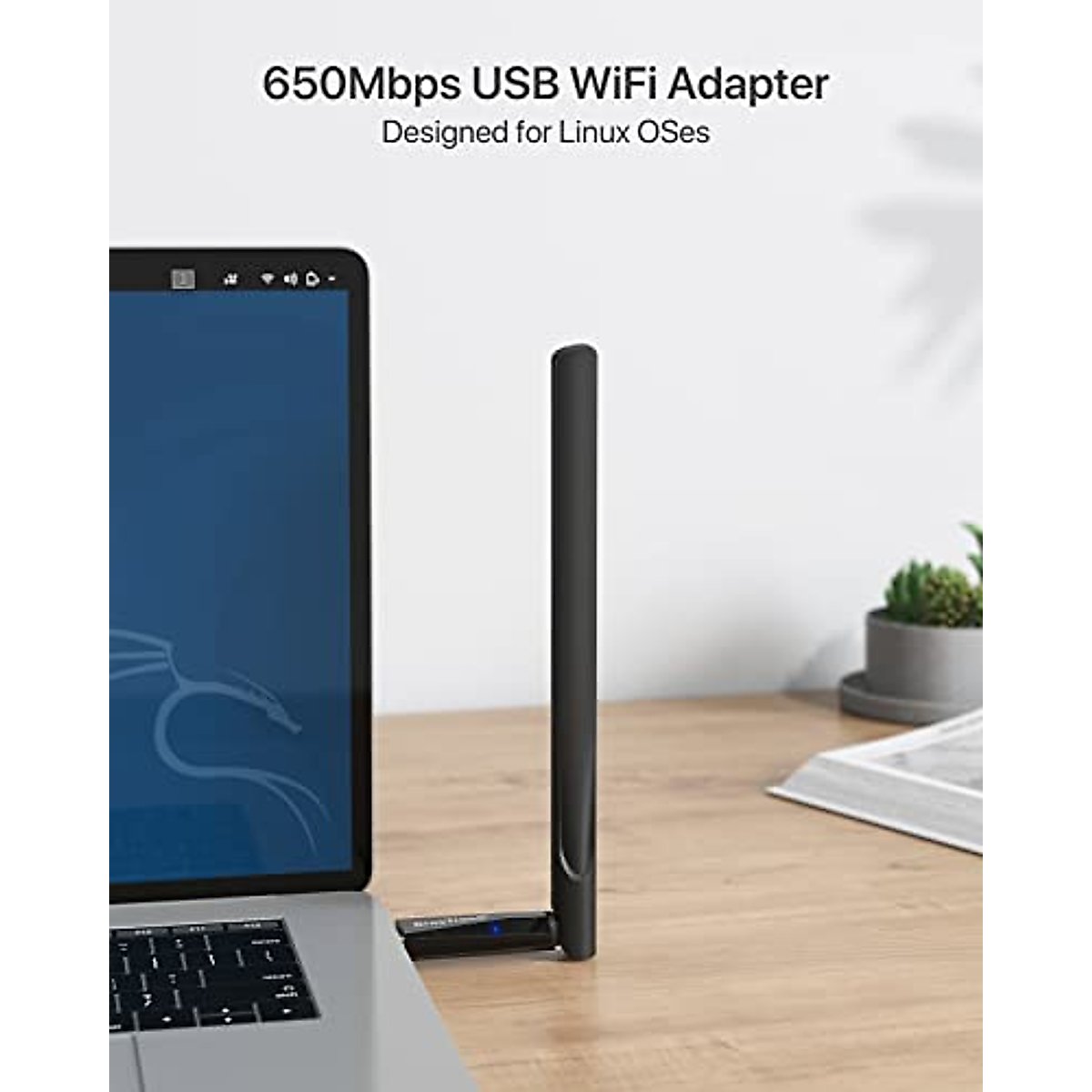 BrosTrend 650Mbps Linux WiFi Adapter for Ubuntu, Mint, Kali, Debian, Kubuntu, Lubuntu, Xubuntu, Zorin, PureOS, Raspberry Pi 2+, Windows 11/10/8/7, 5GHz/2.4GHz, Long Range External 5dBi Antenna