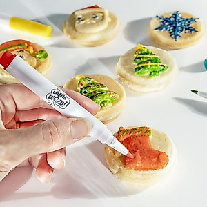 Christmas Holiday Waffle Maker w 6 Edible Food Markers- Make X-Mas Breakfast Fun w Delicious Decorated Pancakes or Waffles- Electric Nonstick Waffler Iron, Fun Gift for Kids & Adults, Family Activity