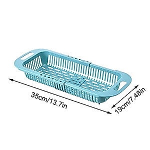 Creahappy 14inch Extendable Over the Sink Colander Strainer Basket Adjustable Strainer Sink Washing Basket Collapsible Colander Fruit Vegetable Strainer Drainer Basket for Kitchen Sink