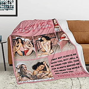 Dipopizt Personalized Best Friend Blanket with Photos, Best Friend Birthday Gifts for Women, Long Distance Friendship Gifts for Besties, Female, Soul Sister, Teen Girls, BFF, Funny Present for Sister
