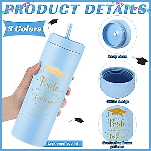Blushtier 6 Pcs Class of 2025 Graduation Gifts Bulk 16oz Matte Graduation Cups 2025 Inspirational Tumbler with Lid and Straw Plastic Drinking Tumbler for Teen High School Grad Party Favors (Blue)