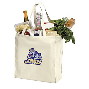 Reusable James Madison University Grocery Bags or JMU Shopping Bags NATURAL COTTON One Size