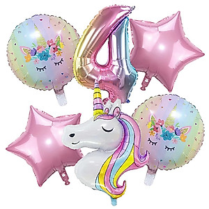 DUILE Unicorn Balloons Unicorn Birthday Party Decorations for Girls Foil Balloons Set Macaron and Rainbow Balloon Wedding Baby Shower Party Supplies (4)