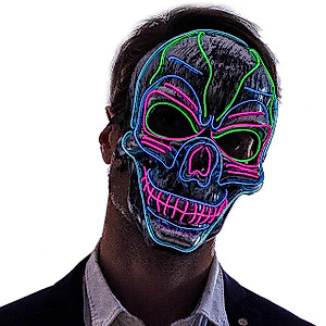 JOYIN Halloween LED Purge Scary Mask Light Up LED Mask Cool Costume Accessories (Skull)