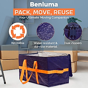 Benluma 6-Pack Extra Large Moving Bags, Moving Totes with Zippers, Heavy Duty Moving Bags Medium and Large Alternative, Packing Boxes for Moving Supplies, Moving Totes Alternative