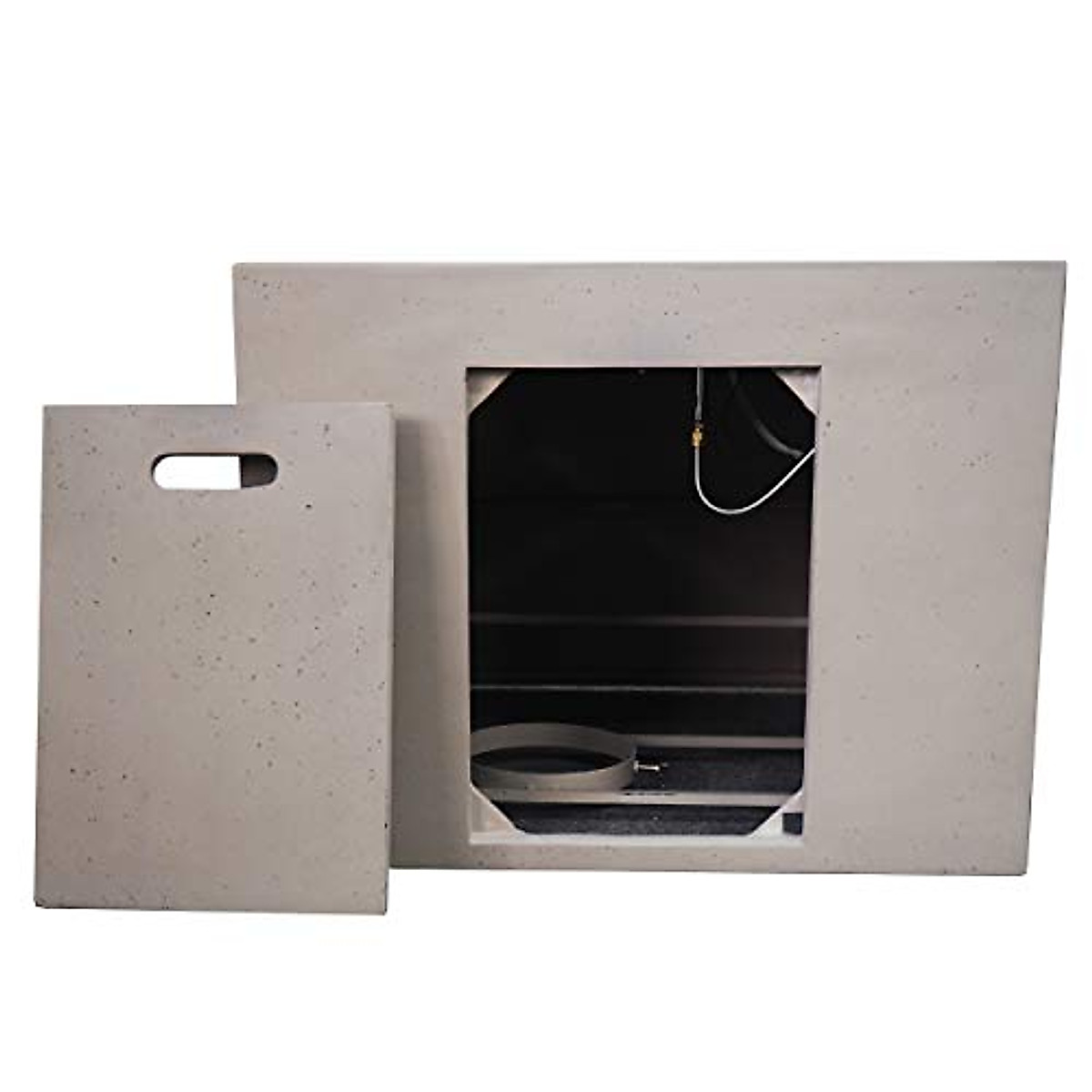 Leo Outdoor 31" Square Light Weight Concrete Gas Burning Fire Pit, Light Gray