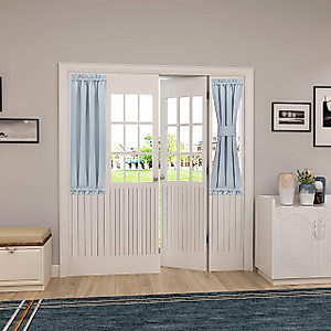 Spring Garden Home White Blackout Curtain for Door Window Room Darkening Thermal Panel Window Covering Blackout Drapery for Front Doors with Free Tieback, 1 Panel, 25 x 40 inch, Greyish White
