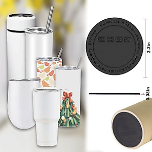 Silicone Bottoms for Tumblers, Protective Anti-Slip Rubber Bottom with Adhesive,Sublimation Tumbler Rubber Bottom Pads Bulk for Straight Skinny Tumblers,Wine Tumblers,Mason Jars 20Pcs (2.2 Inches)
