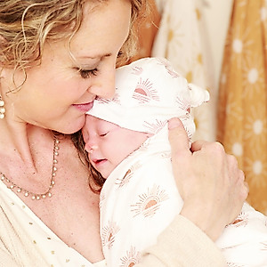 Miaoberry 100% Organic Cotton Baby Muslin Swaddle Blanket Set| Clay Rust Boho Sunrays| Gender Neutral for Boys Girls|Rust Sunset Sunshine| Hospital Newborn Receiving Blanket |Newborn Unisex