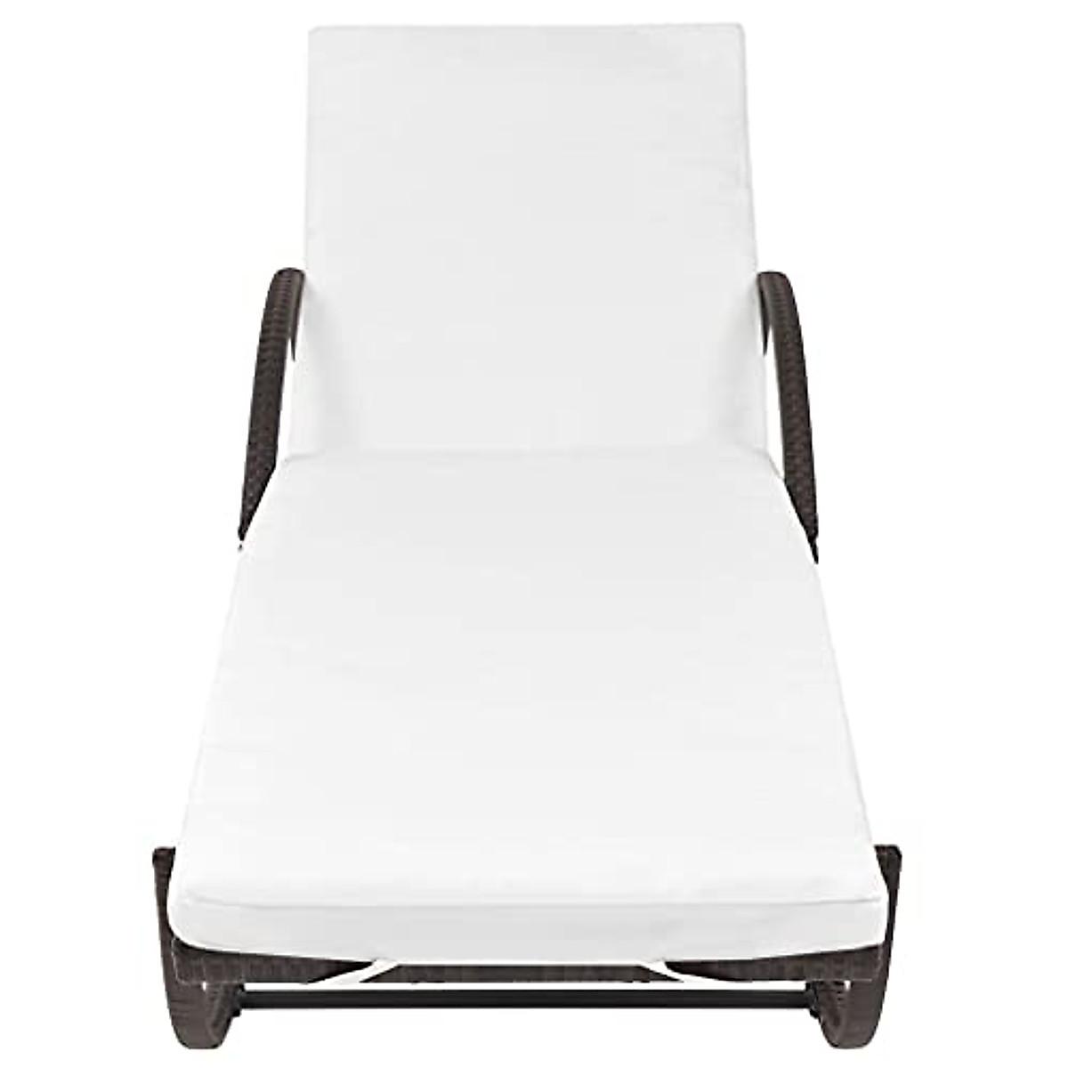 SLGSDMJ Patio Chaise Lounge,Outdoor Lounge Chair,Beach Pool Sunbathing Lawn Recliner Chiar,Outside Tanning Chairs with Arm for All Weather,Sun Lounger with Cushion & Table Poly Rattan Brown