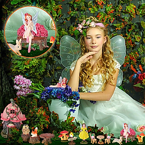 Soaoo Fairy House Garden Figurines Kit Fairy Outdoor Fairy Nativity Set for Kids Garden Decor Micro Landscape Ornaments (Beauty)