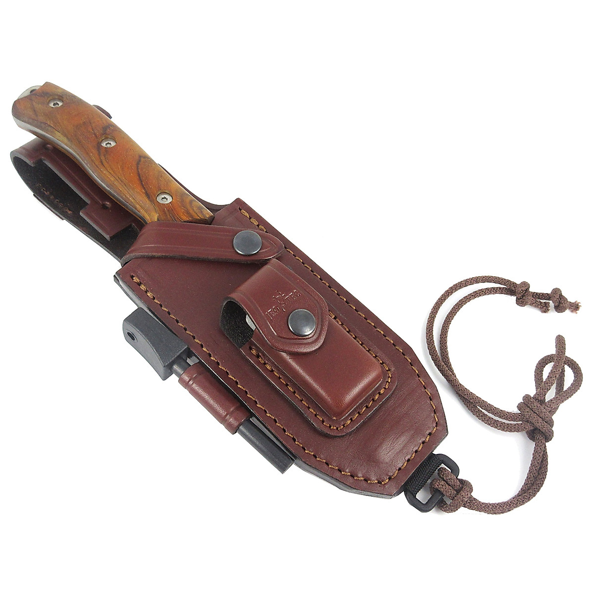 JEO-TEC Nº7 Bushcraft Survival Hunting Tactical Knife - BOHLER N690C Stainless Steel, Multi-positioned Leather Sheath, Sharpener Stone & Firesteel Included - Handmade