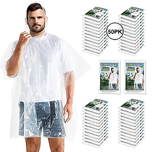 PTEROMY Thickened Disposable Rain Ponchos for Adults, 1.5mil Rain Poncho (5Pk)