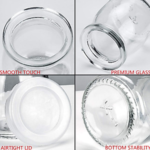 Glass Yogurt Container With Lids,Encheng 7 oz Clear Glass Jars With Lids(PE),Replacement Glass Pudding Jars Yogurt Jars,Glass Container With Twine n Tag For Milk,Jams,Jelly,Mousse,Dishwaresafe 40 Pack