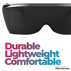 Wise Eyewear Cover-Ups Black Fit Over Sunglasses - Wrap Around Sunglasses - People Who Wear Prescription Glasses in the Sun (Black)