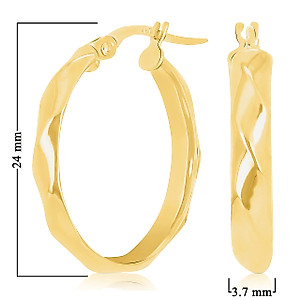 Italian 14k Yellow Gold Basket Weave Oval Hoop Earrings 4mm 1" x 0.75" 1.8 grams