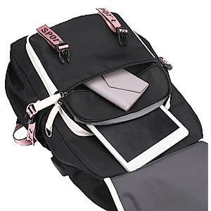 UMocan Bookbag with USB Charger Port Casual Laptop Bag Anime Graphic Travel Daypack