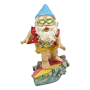 Ebros Free Spirited Hippie Hawaii Themed Vacation Fairy Garden Gnome Holding Aloha Banner Figurine DIY Mr Gnomes Collection Statue Home Decor