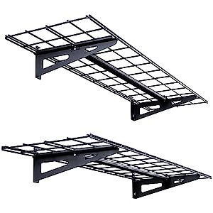 VEVOR Garage Shelving Wall Mounted, 1 x 4 ft Heavy Duty Garage Wall Shelves, 400 lbs Load Capacity Garage Storage Rack Floating Shelves, 2 Pack, Suitable for Shop, Shed, Garage Storage