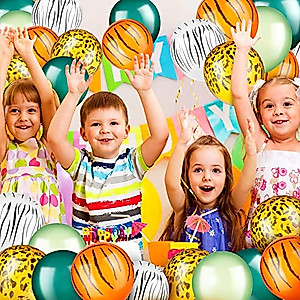 Liliful 24 Pieces Jungle Balloons 12 Inch Jungle Safari Balloons Animal Print Balloons Jungle Safari Theme Party Decorations Jungle Theme Party Supplies (Fresh Color,Animal Print Style)