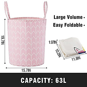 Large Storage Basket for Girls and Boys, Collapsible Laundry Hamper with Long Handles, Toy Bins for Nursery, Kids Room Décor
