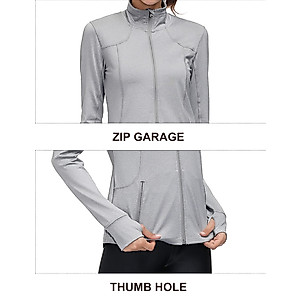 Dolcevida Womens Sports Jackets Zip Up Workout Yoga Jacket with Pockets