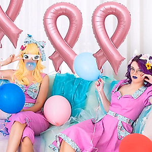 Breast Cancer Pink Ribbon Balloons Ribbon Shaped Foil Balloons Breast Cancer Awareness Aluminum Balloons Set for Party Decoration Fundraising Event Supplies 3PCS