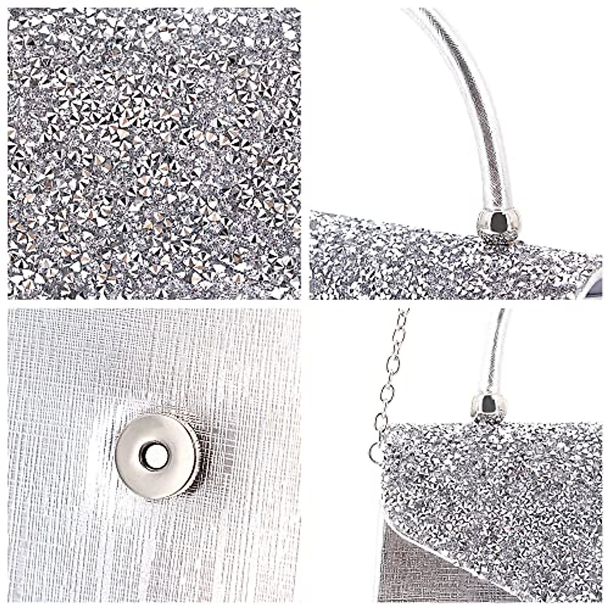 Naimo Glitter Rhinestone Flap Evening Bag Top-Handle Clutch Wedding Prom Party Tote Purse Envelop Handbag