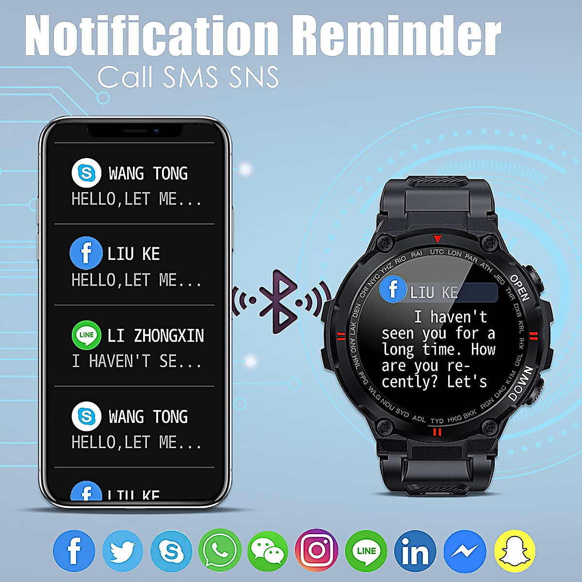Smart Watch for Men Outdoor Waterproof Military Tactical Sports Watch Fitness Tracker Watch with Heart Rate Monitor Pedometer Sleep Tracker Compatible with iPhone Samsung NO Bluetooth Calling