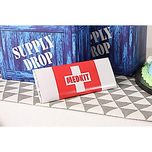 Game Party Supplies Chocolate Bar Medkit Labels With Foil Wrappings For Birthday Party Game Birthday Party Decorations (24+24 Count)