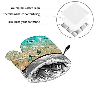 Turtle Oven Mitts and Pot Holders Heat Resistant 4 Pcs Sets Waterproof Non-Slip for BBQ Cooking Baking Grilling