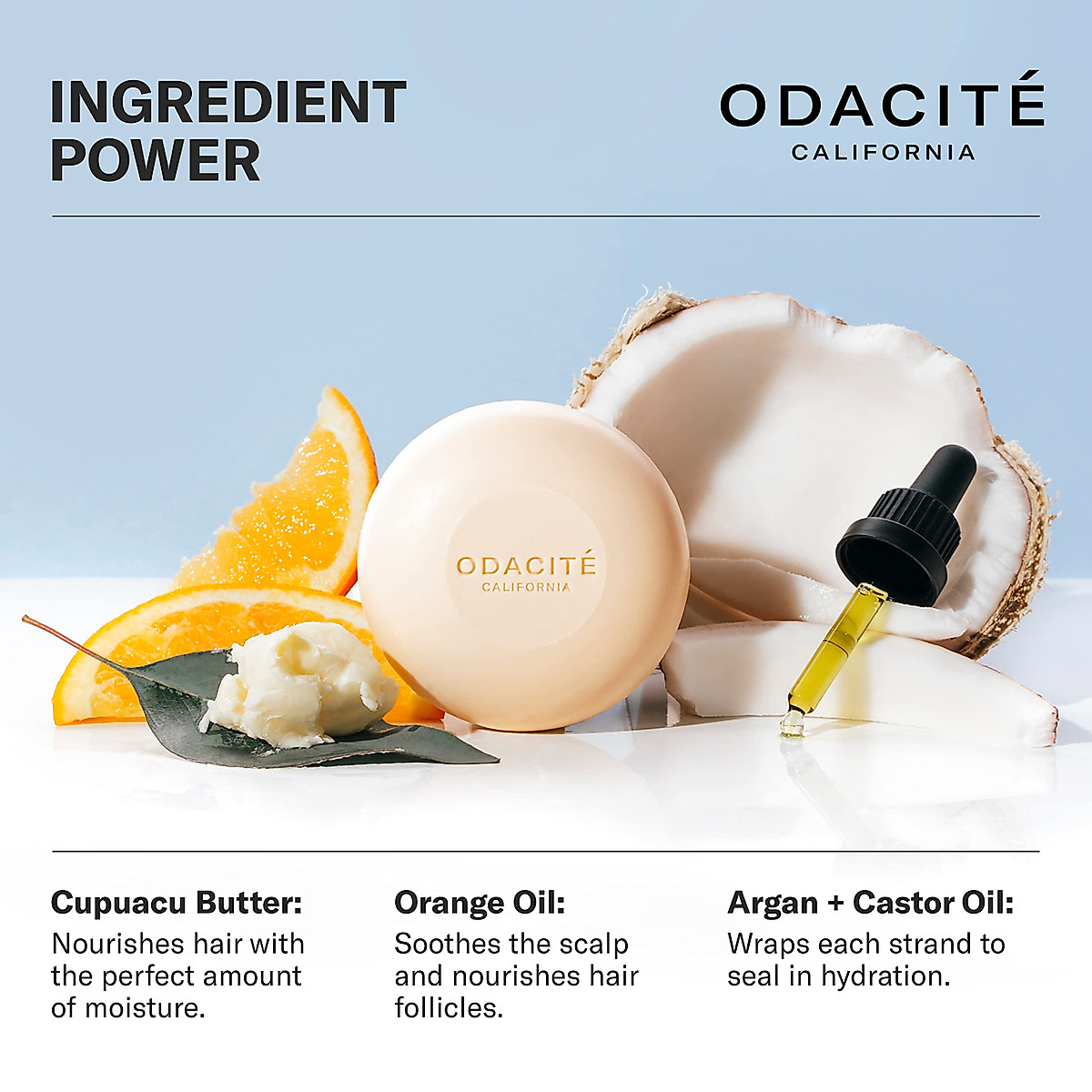 ODACITE Odacité Shampoo Bar for Hair Care - Argan & Coconut 552M Natural Soap Bar - Cleansing Shampoo to Hydrate & Moisturize Skin 3.7Oz