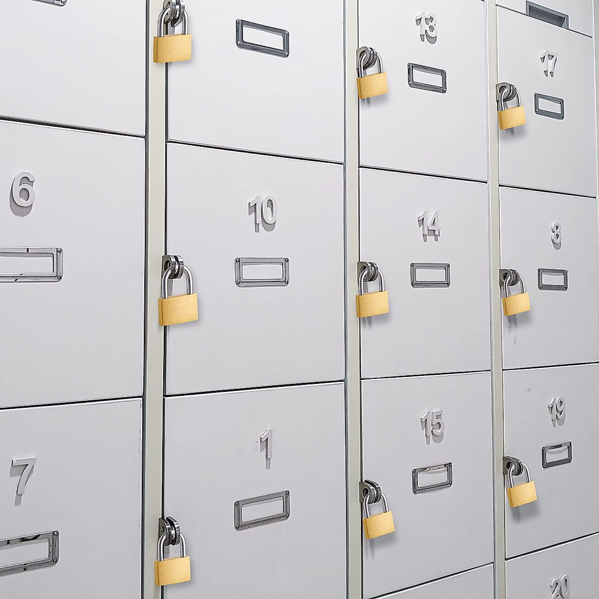 Kenning 16 Pcs Solid Keyed Alike Padlocks 1.18" Solid Brass Padlock with Key Weatherproof Luggage Locks Suitcase Lock Wide Body with Hardened Steel Shackle for Sheds, Storage Unit, Gym Fence