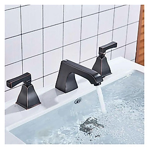 ORB Brushed Chrome Basin Faucets 3 Holes Double Handle Bathroom Sink Faucet Luxury Bathbasin Bathtub Tap Hot Cold Water,Kitchen Sink Faucet