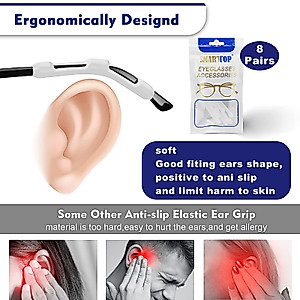 SMARTTOP Eyeglass Ear Grips Sleeve 8Pairs Upgrade anti-slip Silicone Eyeglasses Temple Tips Sleeve Retainer Glasses Ear hooks