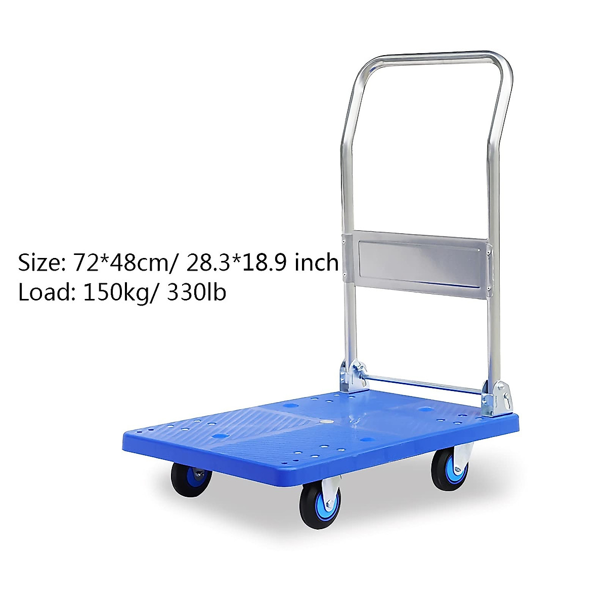 Hand Trucks Push Cart Trolley Plastic Panel and Foldable Handle for Easy Storage and Mute 360 Degree Swivel Wheels for Transport Push Cart (Size : 72 * 48-200-mute)