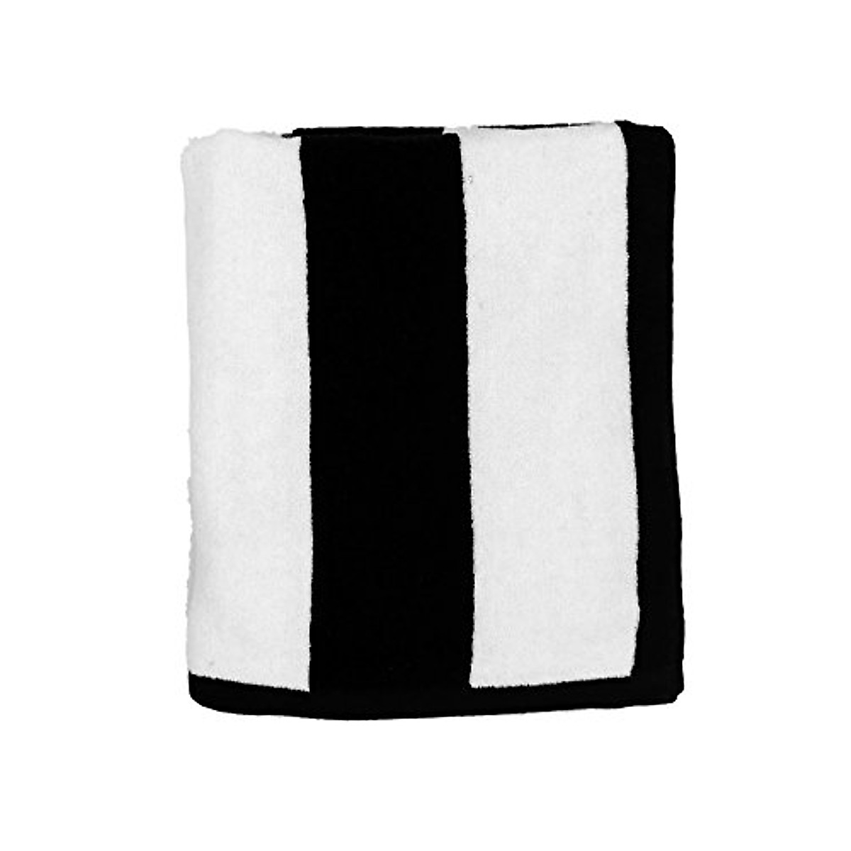 BY LORA Terry Cotton Cabana Stripe Beach and Pool Towels, Black White Color Set of 4