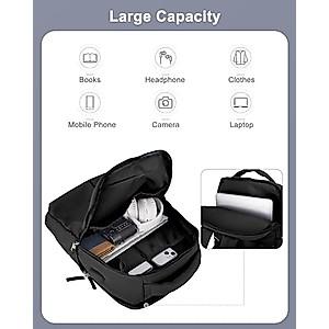 wepadre Black Travel Laptop Backpack For Women Men Sports Gym Backpack With Laptop Compartment College Backpacks For Women Waterproof Aesthetic Carry On Backpack For Traveling On Airplane